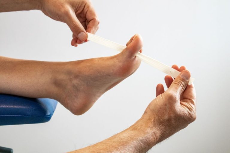 M.19. Foot tape to sustain medial glide for 1st metatarsophalangeal ...